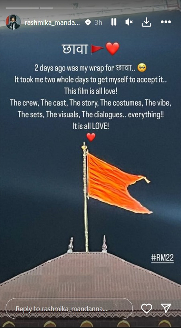 Rashmika Mandanna wraps Vicky Kaushal starrer Chaava; says, “This film ...